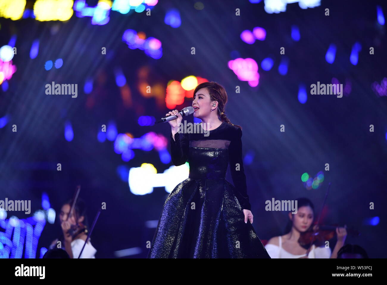 Malaysian singer Fish Leong performs during the 2019 Hunan TV New Year ...