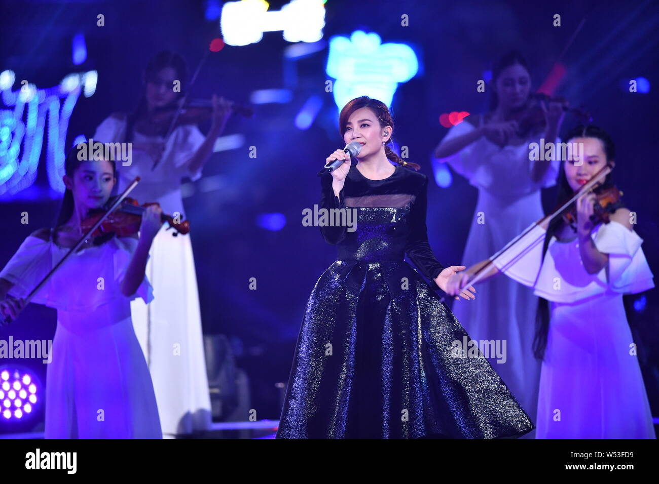 Malaysian singer Fish Leong performs during the 2019 Hunan TV New Year ...