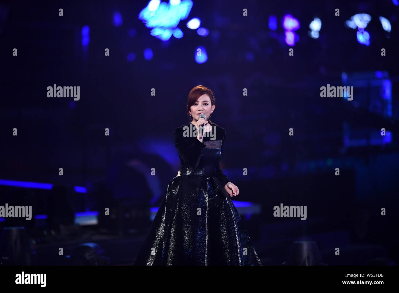 Malaysian singer Fish Leong performs during the 2019 Hunan TV New Year ...