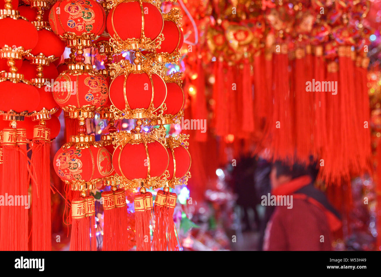 Local Chinese residents shop for red lanterns, decals and other ...