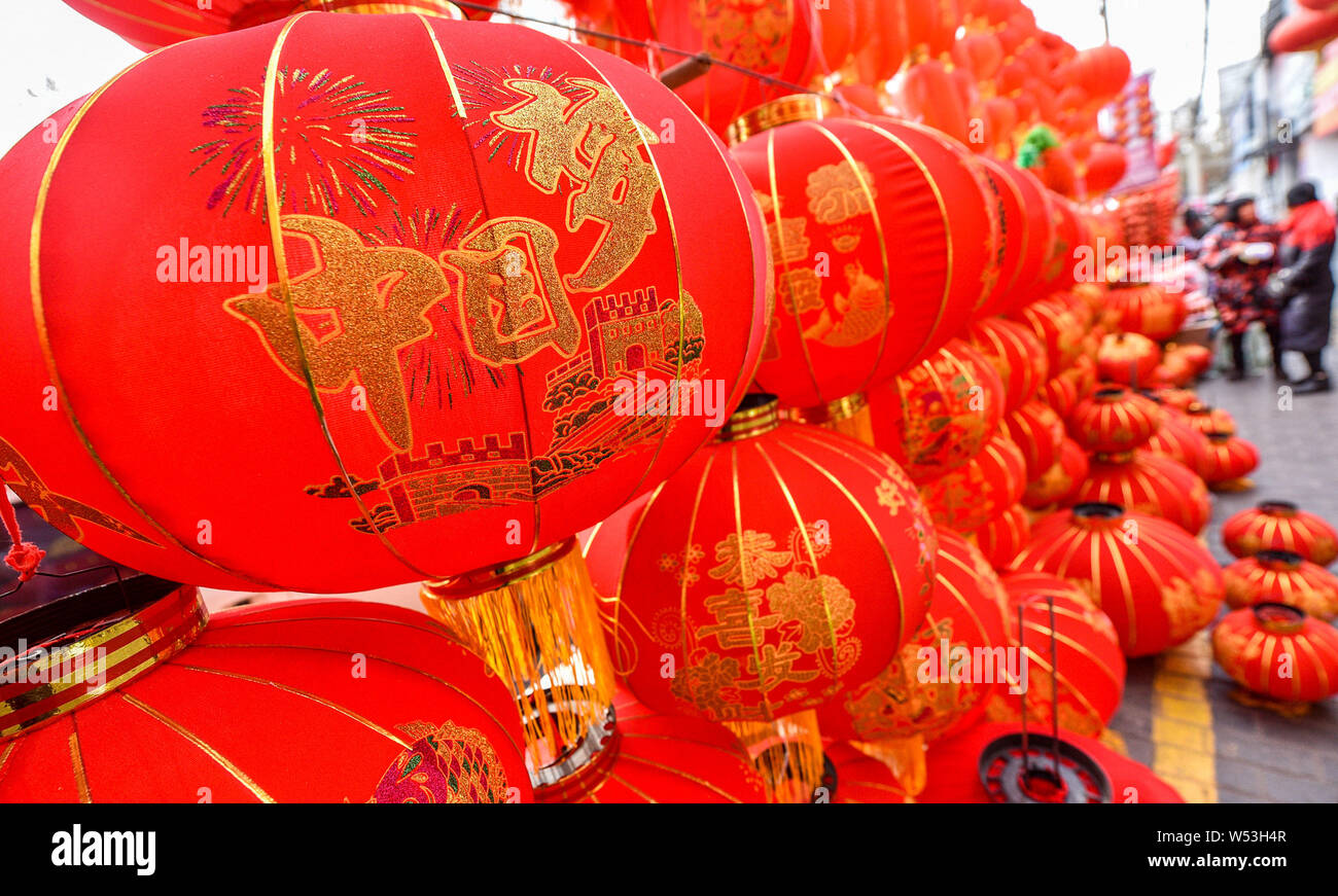 Local Chinese residents shop for red lanterns, decals and other ...