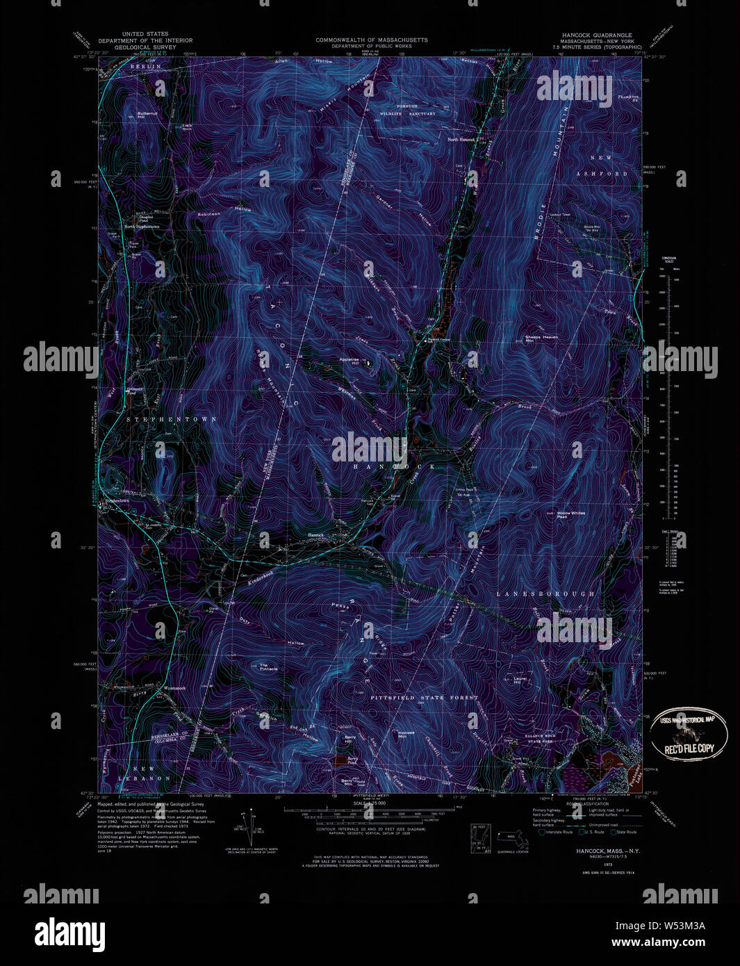 Massachusetts USGS Historical Topo Map MA Hancock 351004 1973 25000 ...