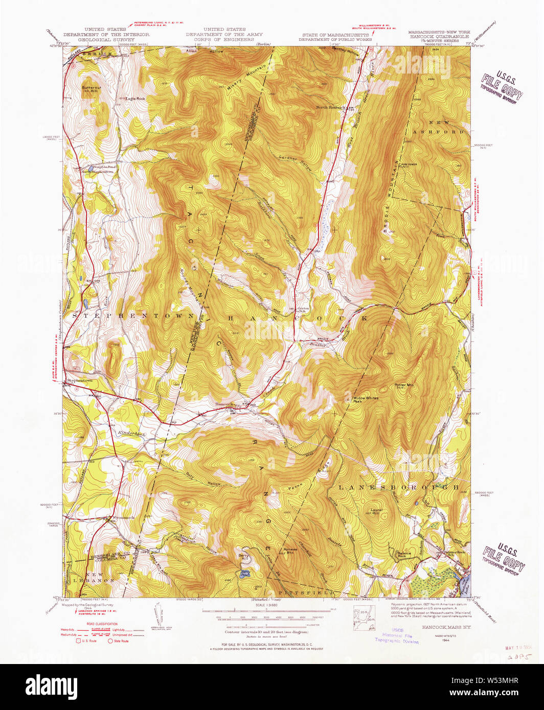 Massachusetts USGS Historical Topo Map MA Hancock 351772 1944 31680 ...