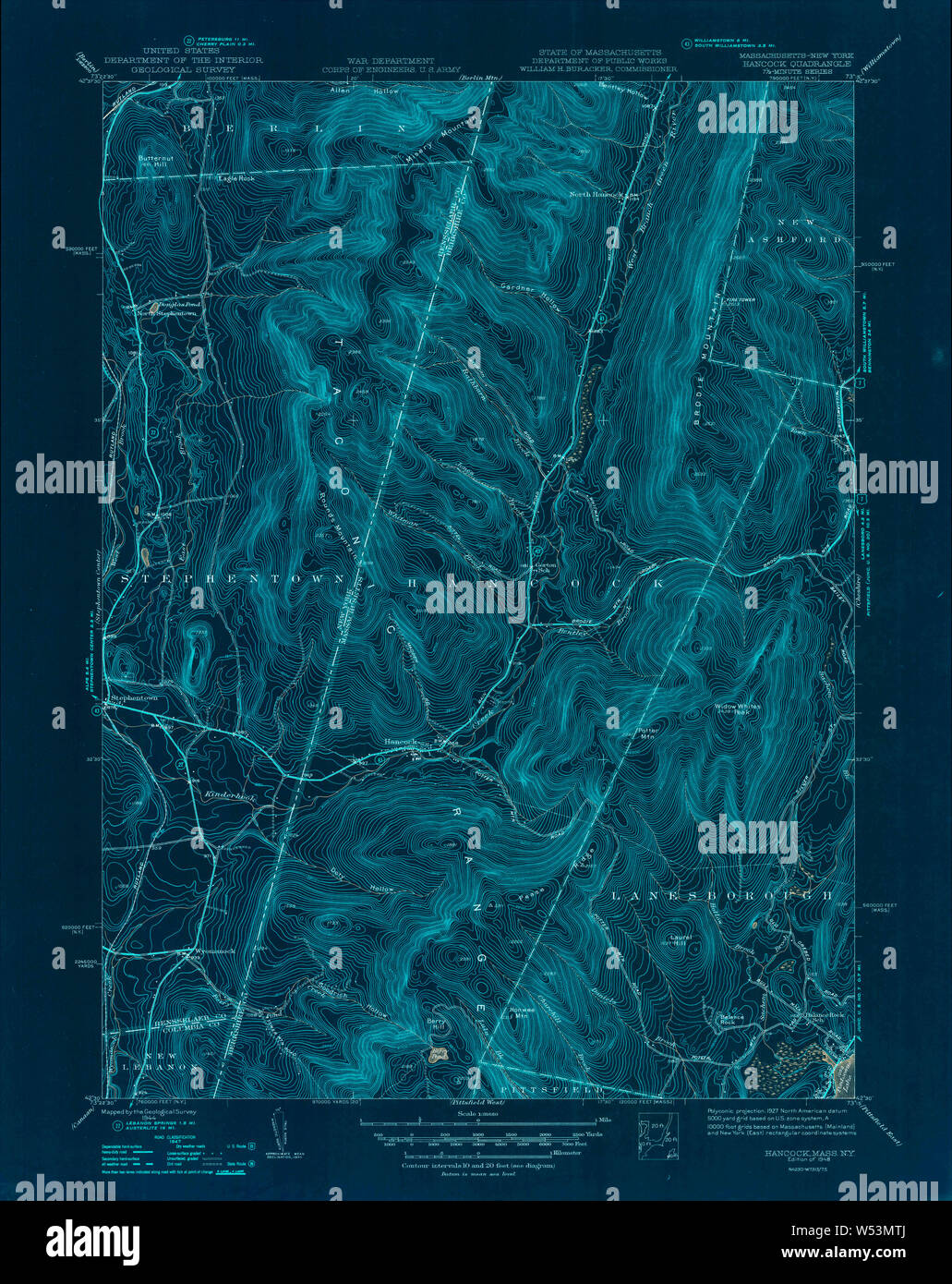 Massachusetts USGS Historical Topo Map MA Hancock 351774 1948 31680 ...