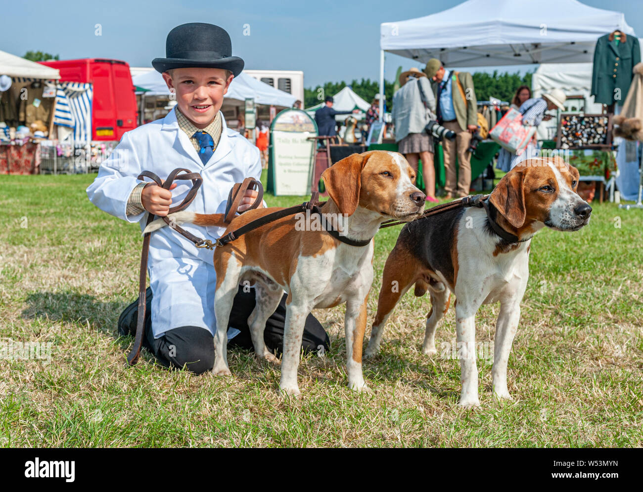 Festival of Hunting, Peterborough. A young handler with two beagles ...