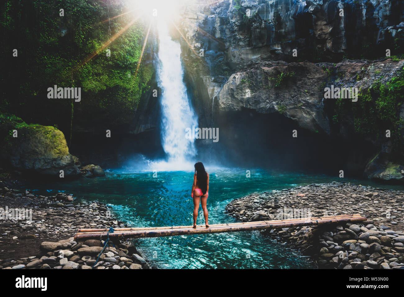 Woman waterfall bikini hi-res stock photography and images - Alamy