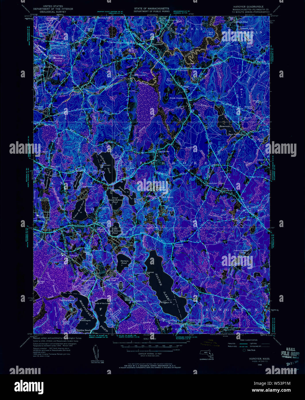 Massachusetts USGS Historical Topo Map MA Hanover 350193 1948 24000 ...