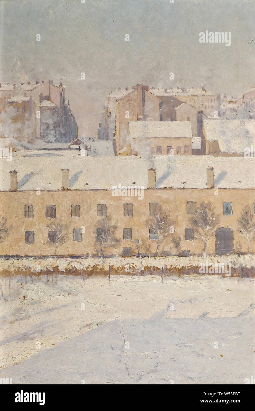 Axel Lindman, A Winter Scene. Motif from Southern Stockholm, painting ...