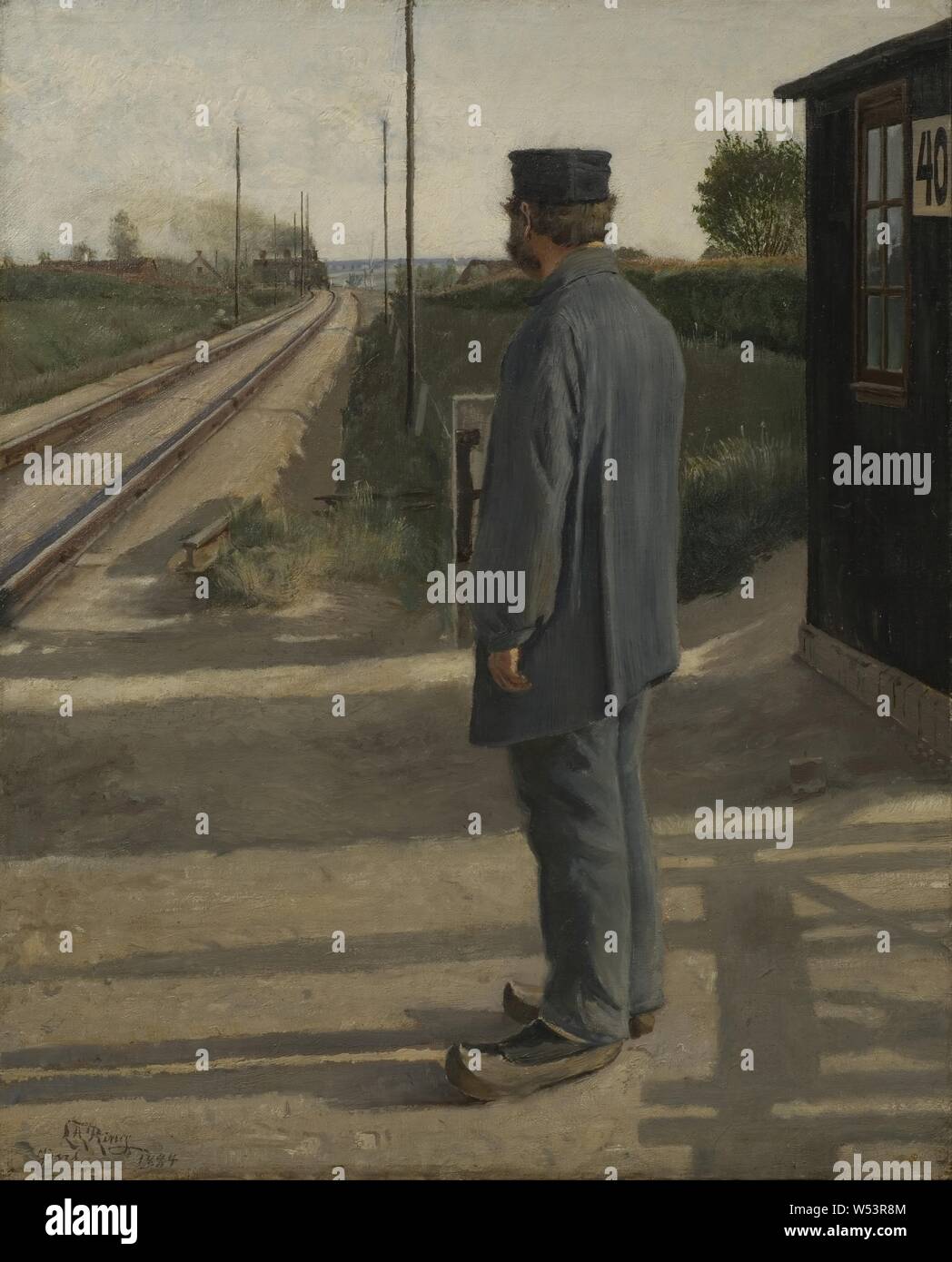 Laurits Andersen Ring, The Lineman, Banvakten, painting, 1884, Oil on ...