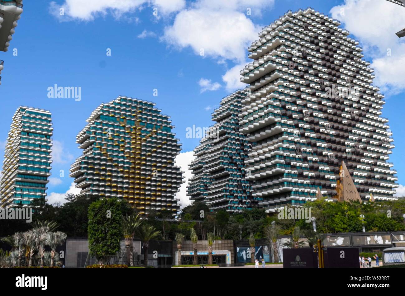 The buildings featuring the shape of trees are seen in Sanya city ...