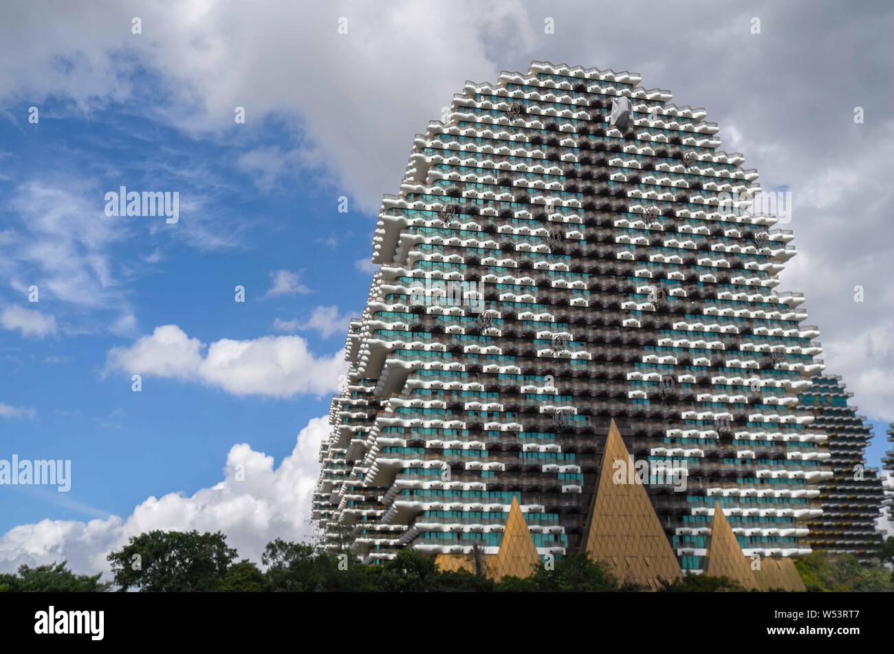 The buildings featuring the shape of trees are seen in Sanya city ...