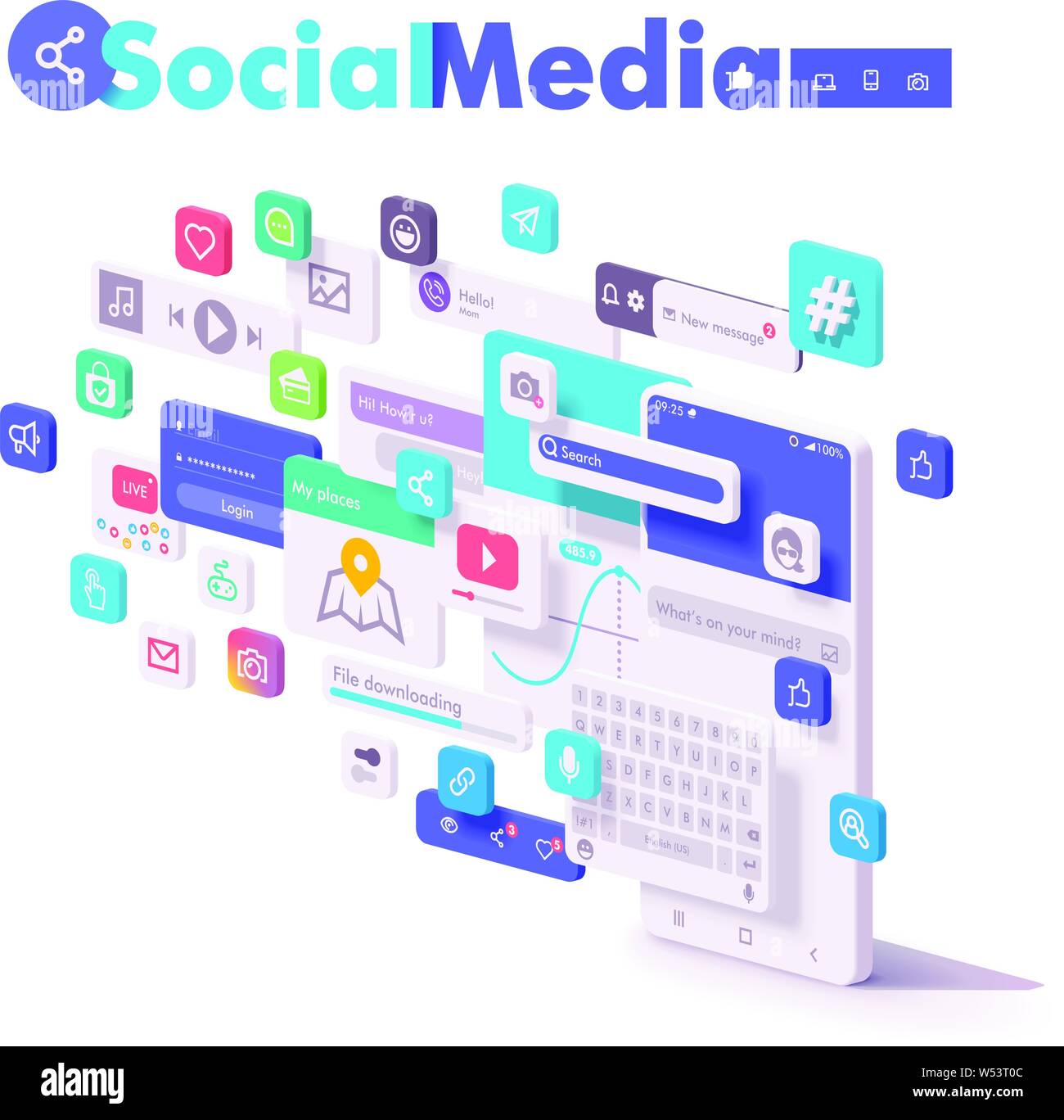 Media network Stock Vector Images - Alamy