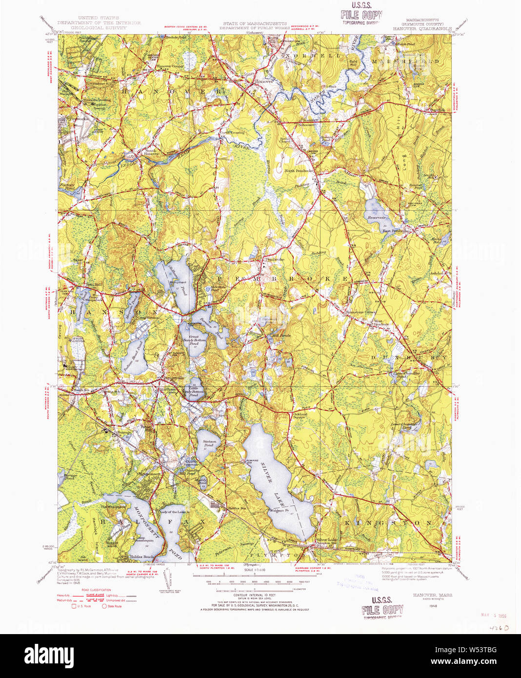 Massachusetts USGS Historical Topo Map MA Hanover 351780 1948 31680 ...