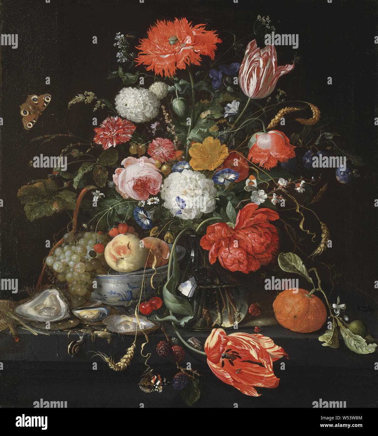 Jan Davidsz, de Heem, Flower Still Life with a Bowl of Fruit and ...