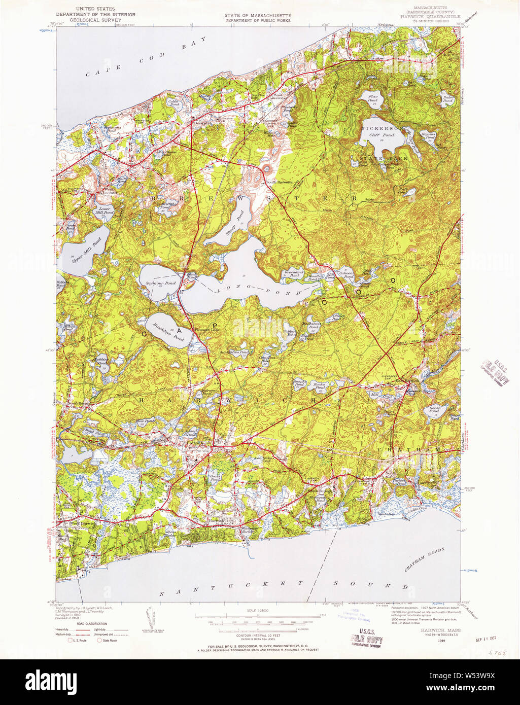 Massachusetts USGS Historical Topo Map MA Harwich 350197 1949 24000 ...