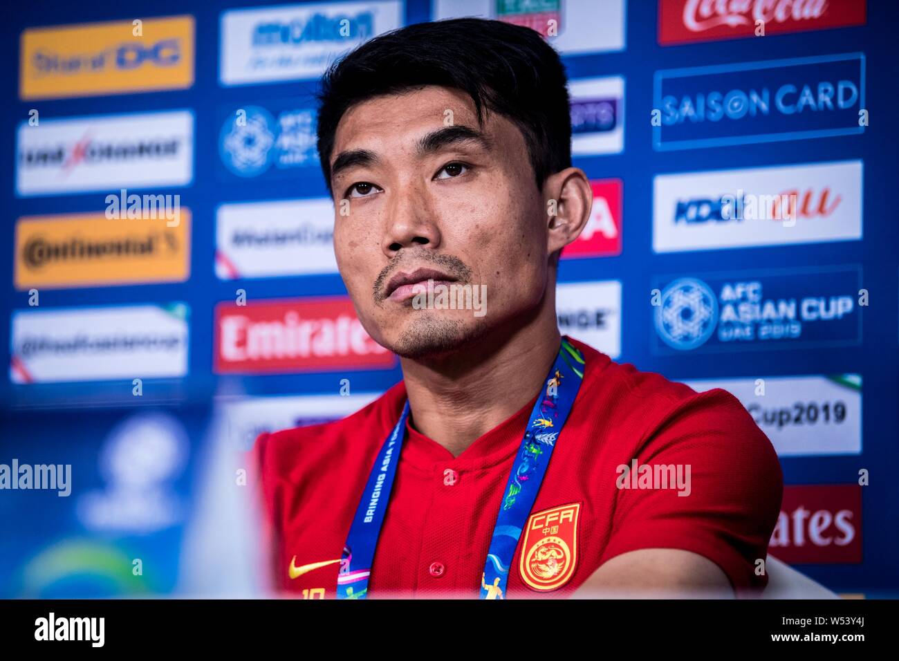 Zheng Zhi of Chinese national men's football team attends a press ...