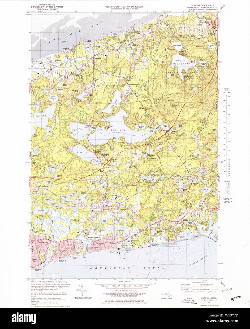 Massachusetts USGS Historical Topo Map MA Harwich 351011 1974 25000 ...