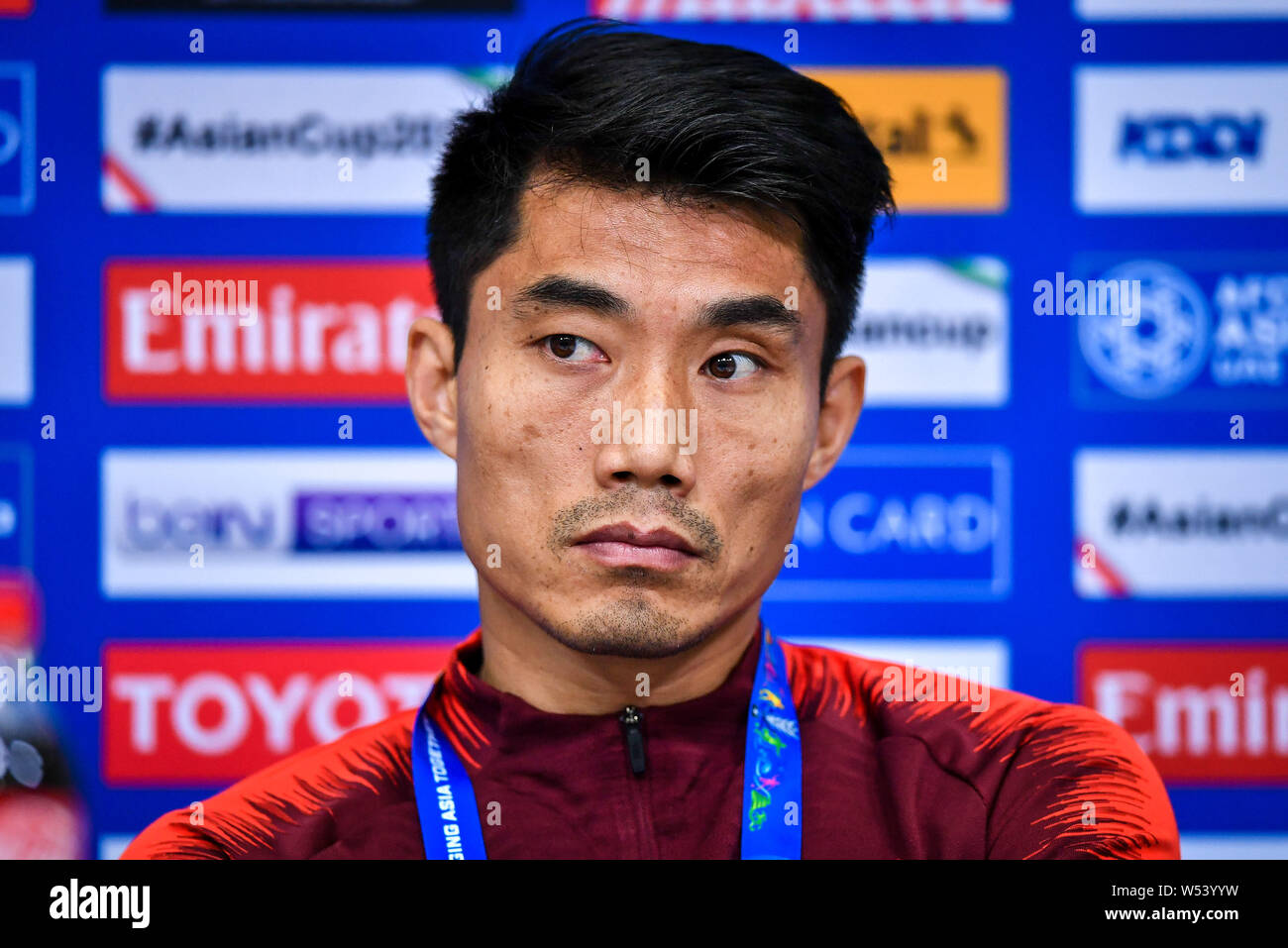 Zheng Zhi of Chinese national men's football team attends a press ...