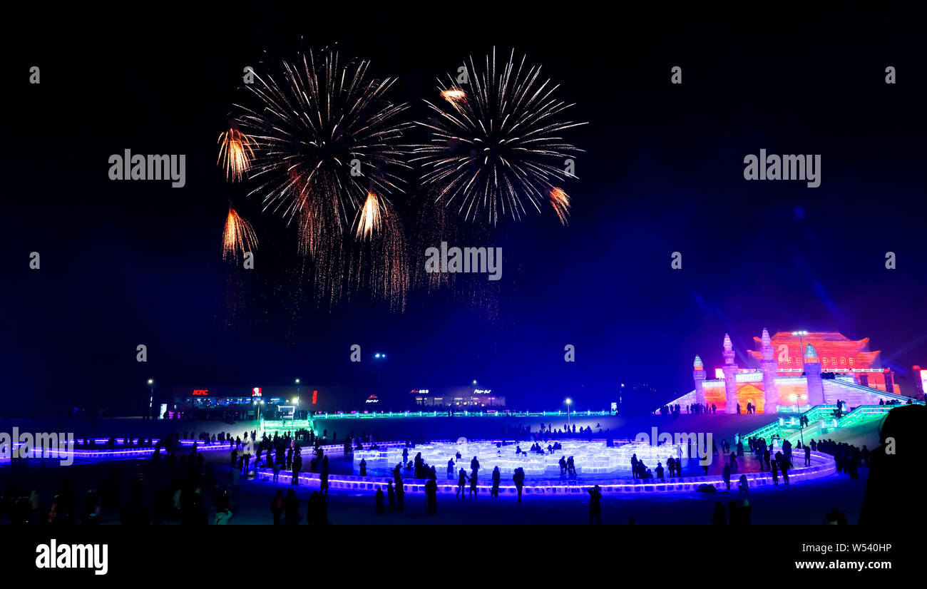Fireworks explode over the sky to celebrate the opening of the 20th ...