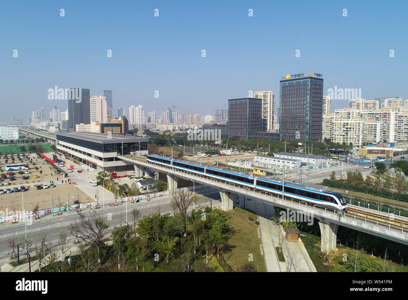 A railway train of the city railway S1 line, based on the high-speed ...
