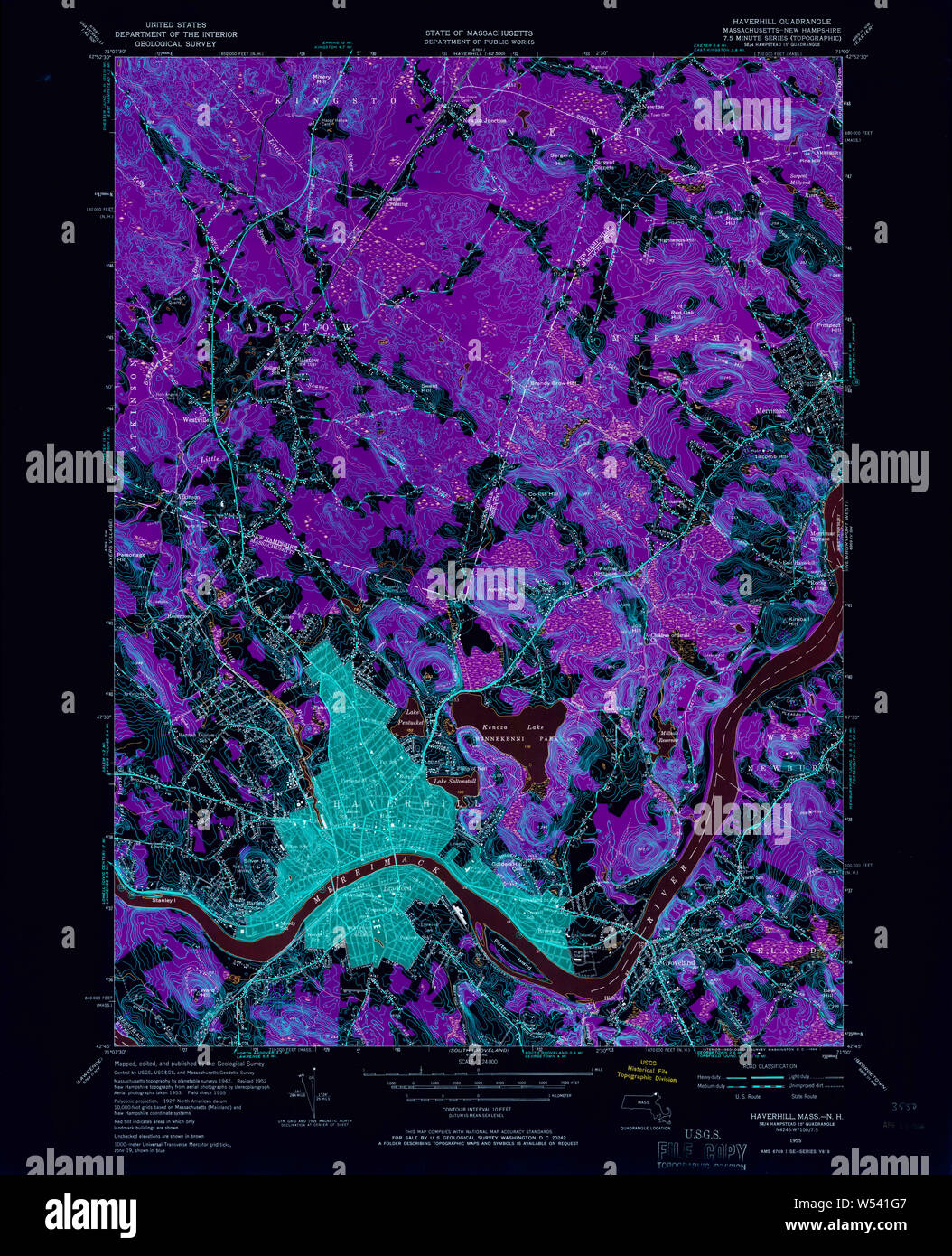 Massachusetts USGS Historical Topo Map MA Haverhill 350201 1955 24000 ...