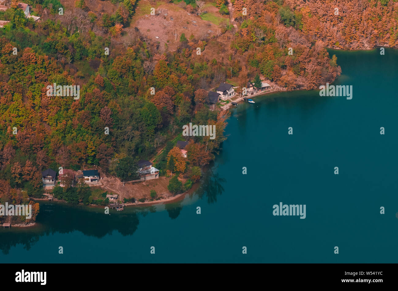 Blue lake shore seen from the above Stock Photo - Alamy