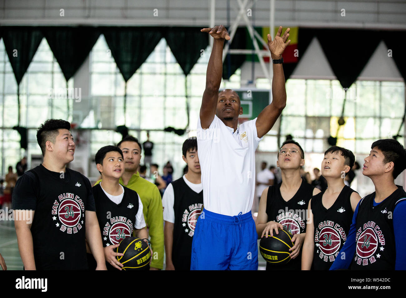 Retired American basketball player Ray Allen visits the Ray Allen ...