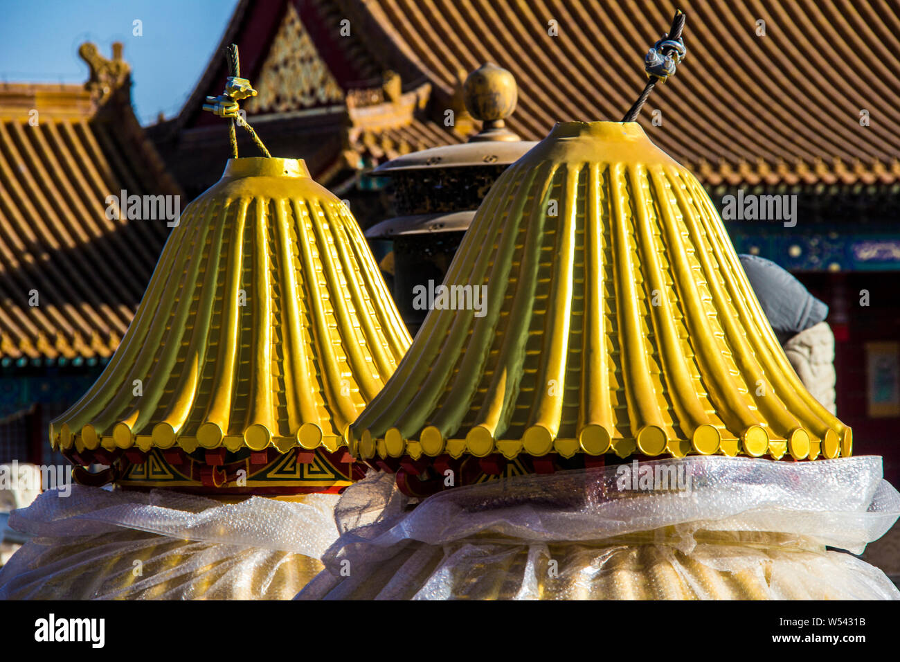 View of heavenly lanterns (tiandeng) and longevity lanterns (wanshou ...