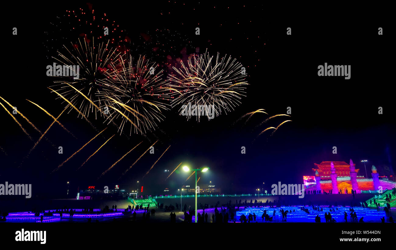 Fireworks explode over the sky to celebrate the opening of the 20th ...