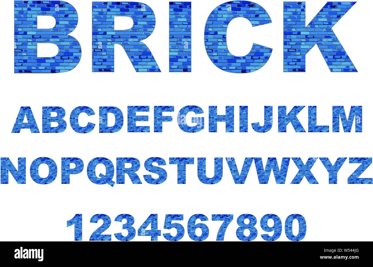 Blue decorative brick wall style font vector image - Illustration, Set ...