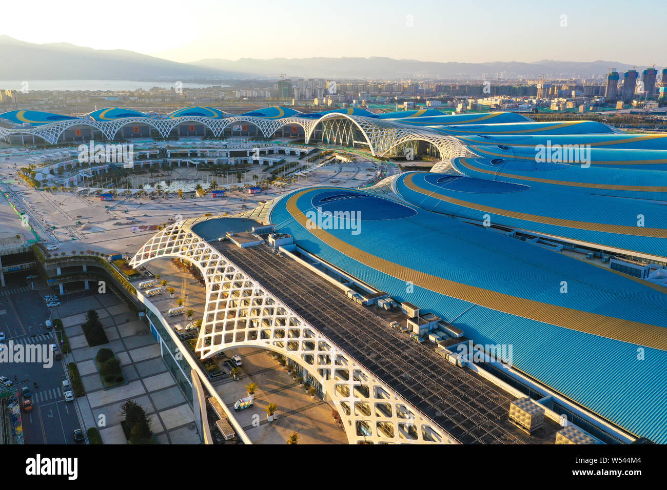 Aerial view of the Kunming Dianchi International Convention and ...