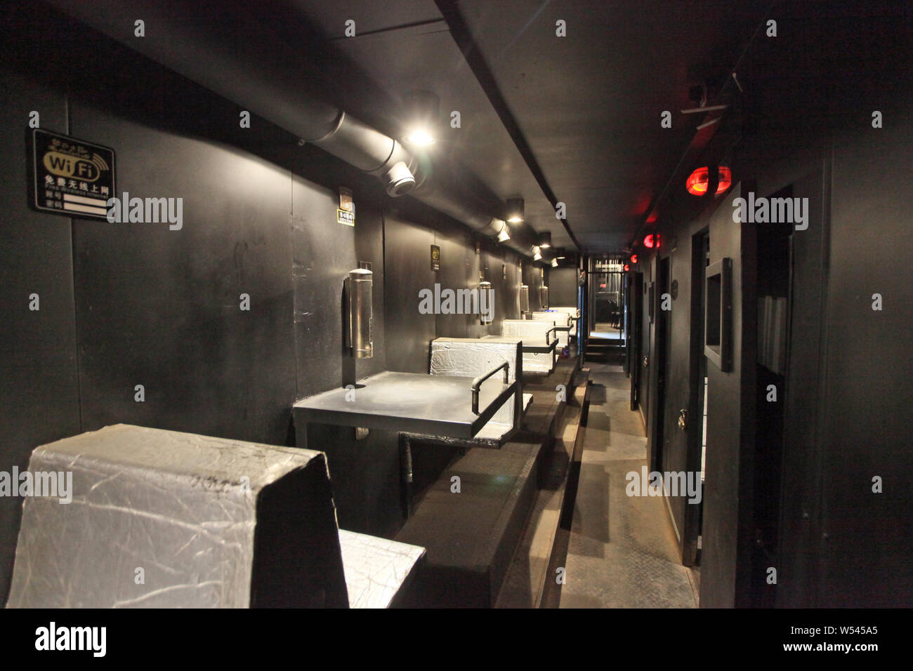 Interior view of a restaurant featuring shape of a prison in Xi'an city ...