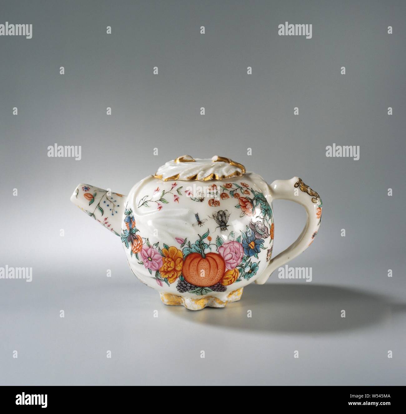 Teapot with sprays in relief, a garland and flowering plants, Porcelain ...