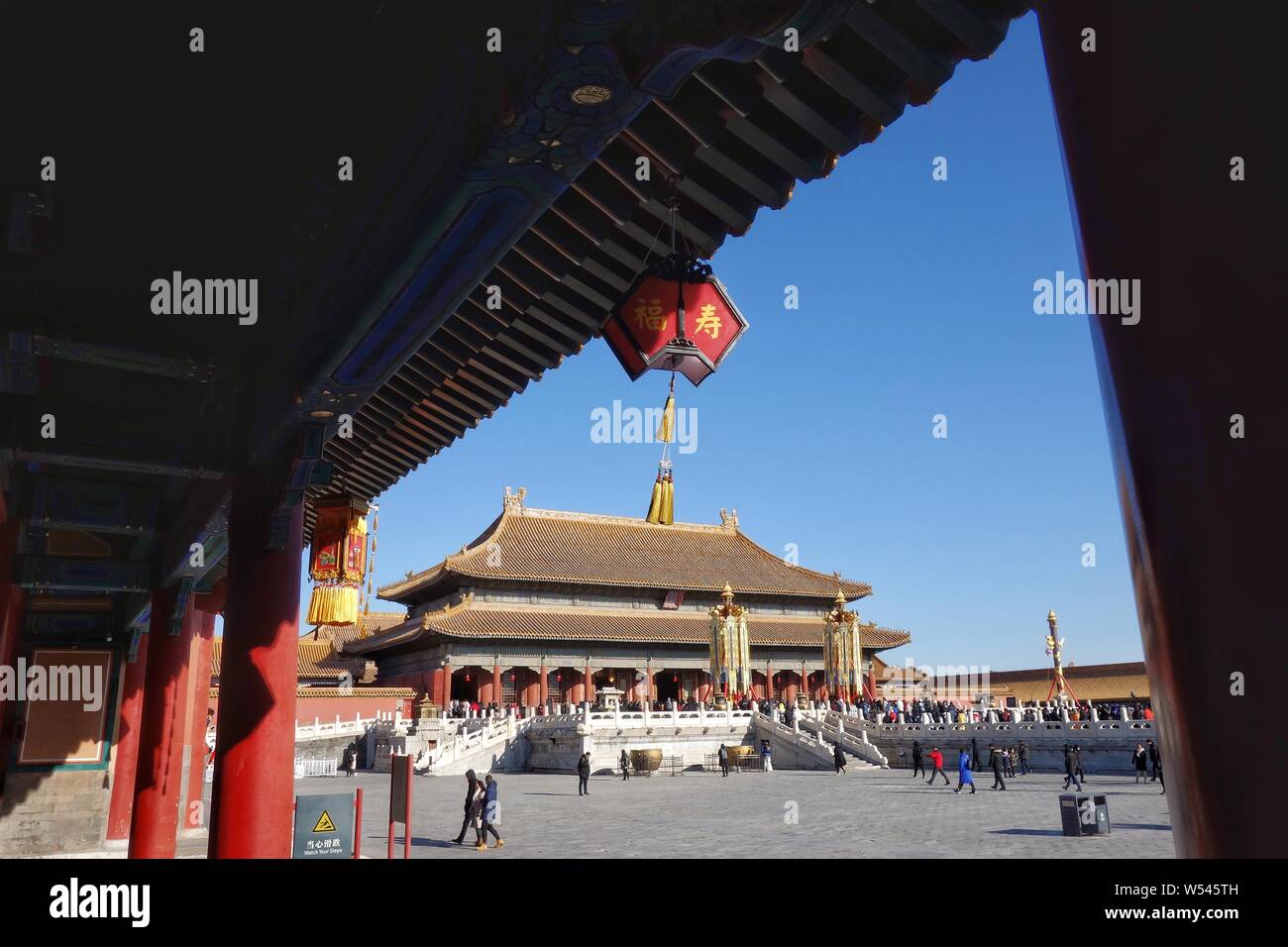 View of heavenly lanterns (tiandeng) and longevity lanterns (wanshou ...