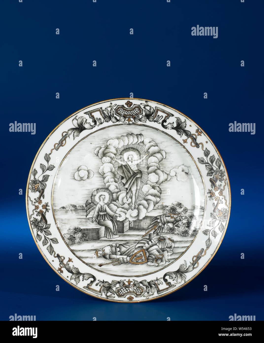 Plate with an image of the Ressurection of Christ, Porcelain plate ...