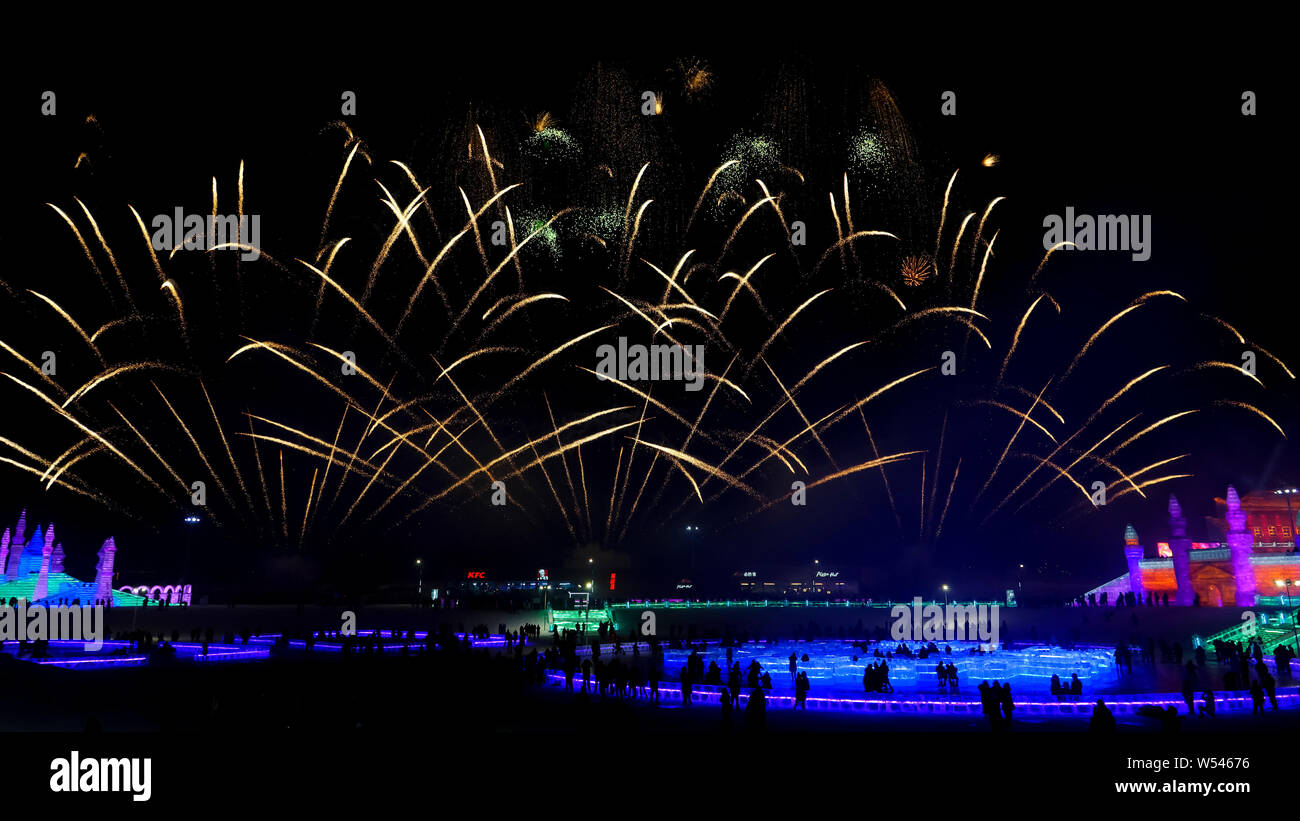 Fireworks explode over the sky to celebrate the opening of the 20th ...