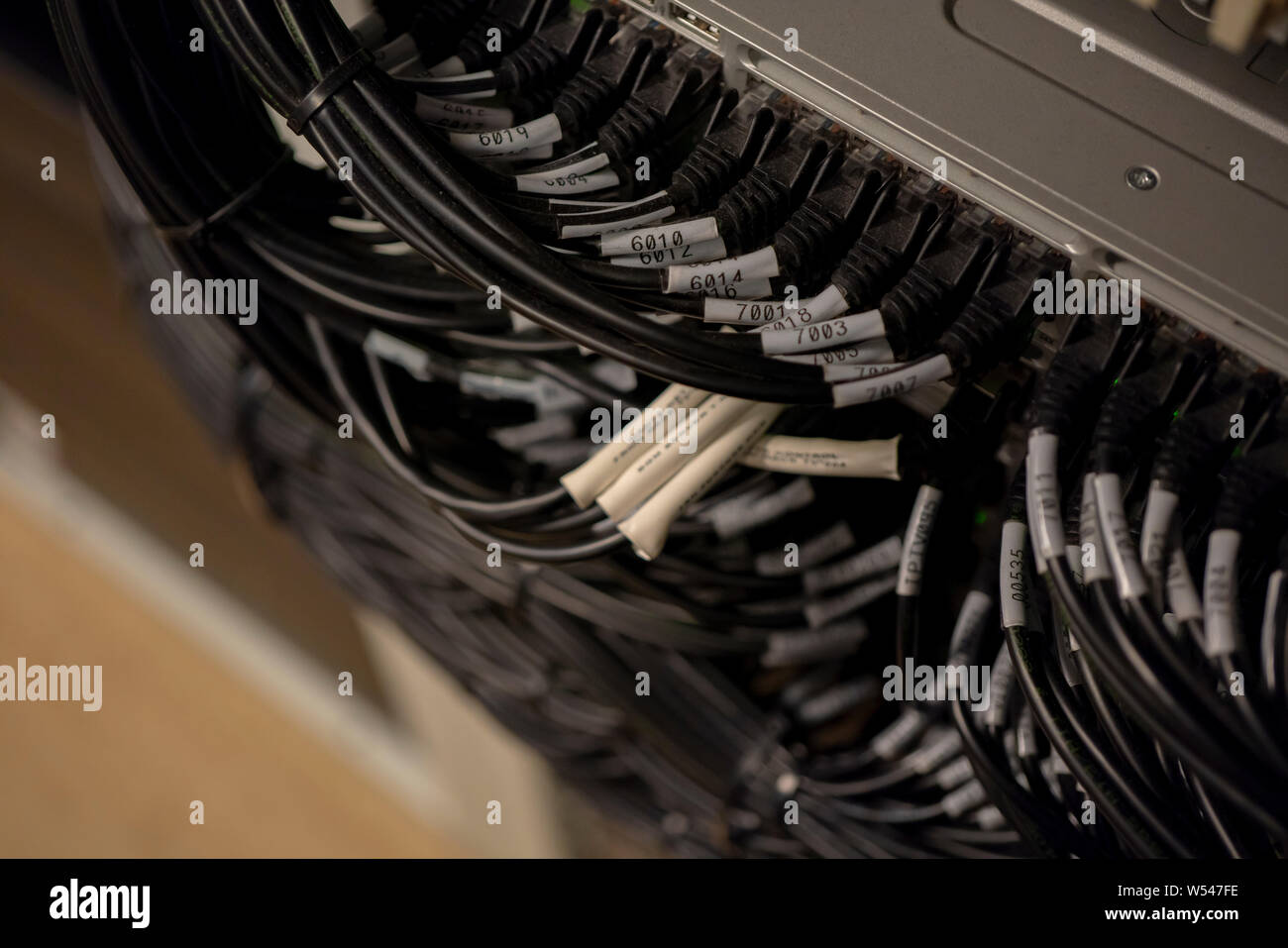 Network Switch and Ethernet Cables Patched into Local Network and IPTV ...