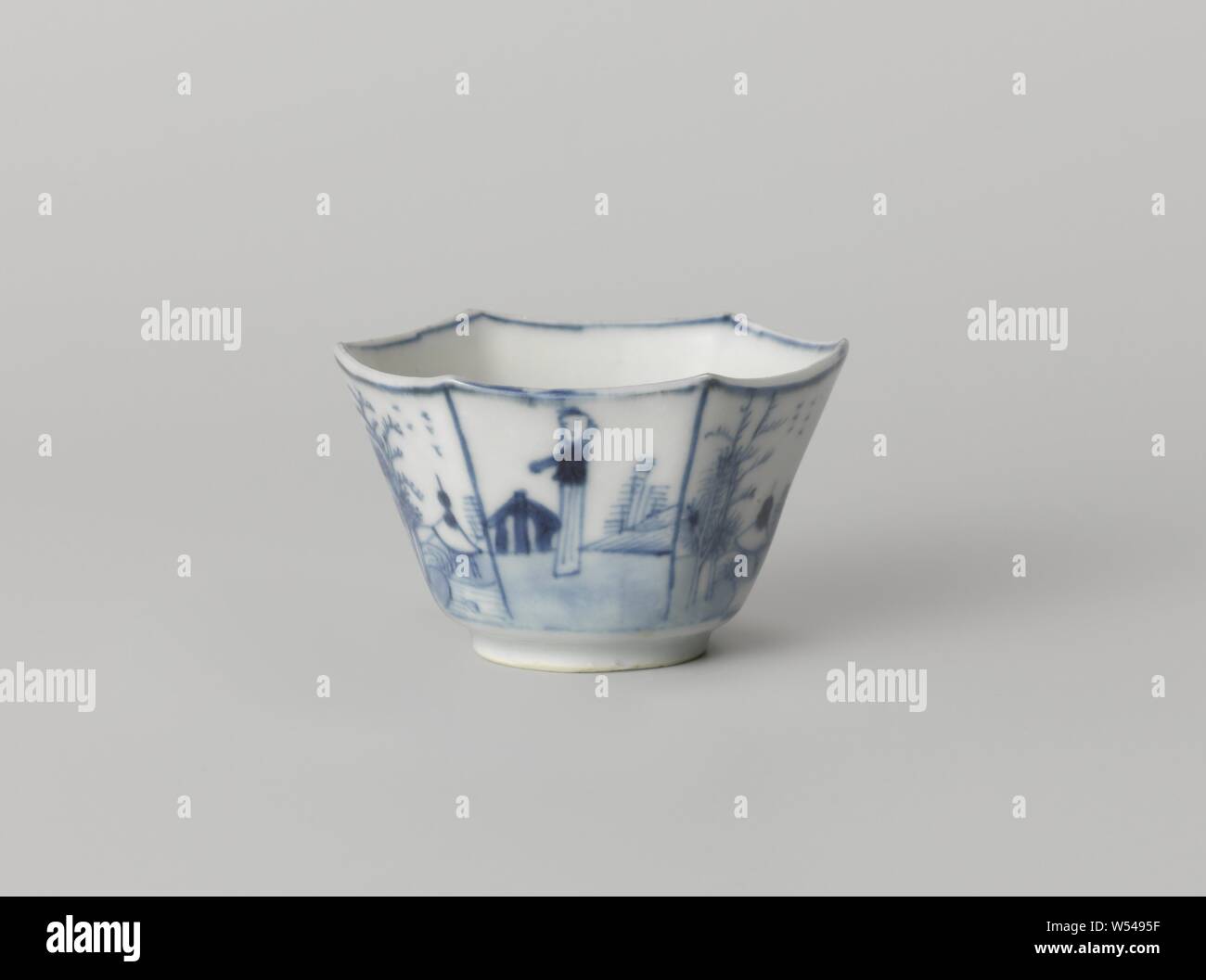 Hexagonal cup with landscapes and figures, Hexagonal porcelain cup ...
