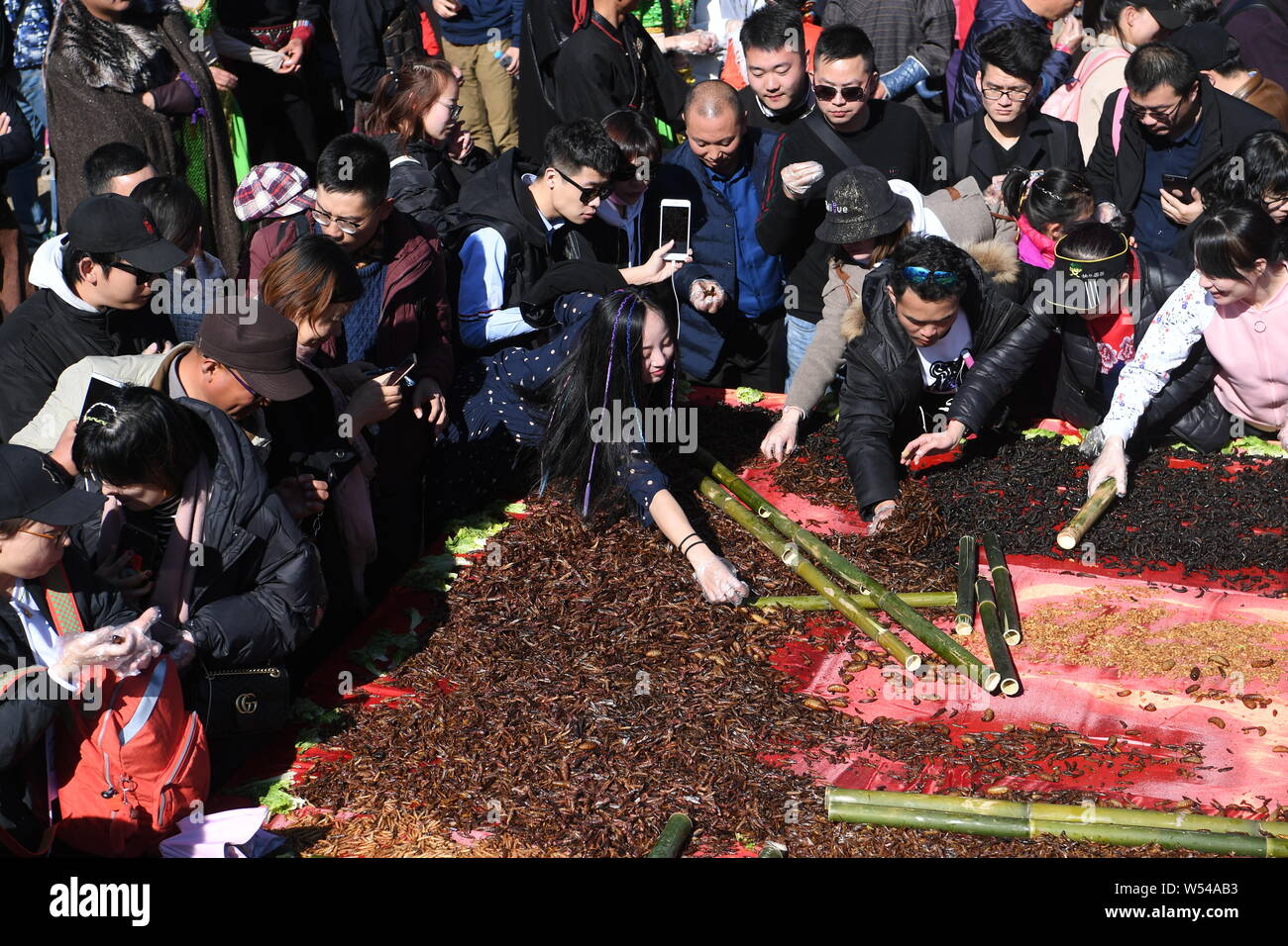 Tourists enjoy a ton of deep-fried insects, including bamboo worms ...