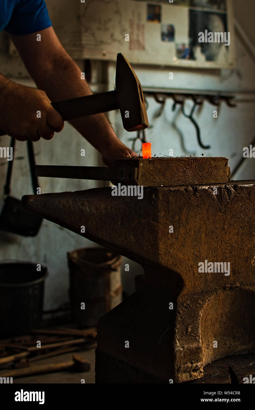 Hot metal work from a blacksmith Stock Photo - Alamy