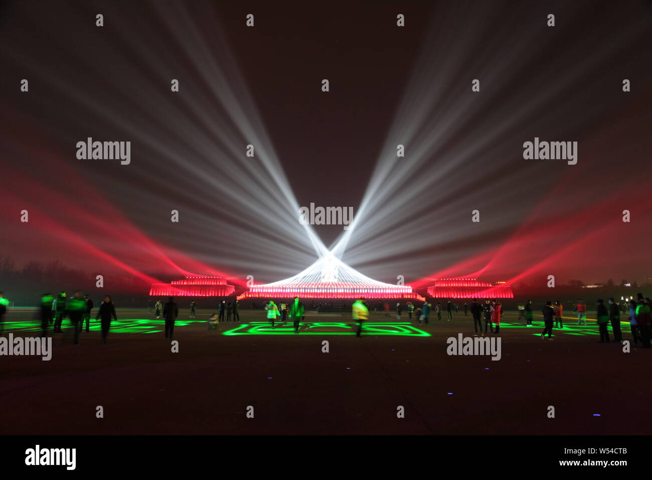 The Daming Palace National Heritage Park is illuminated by colorful ...