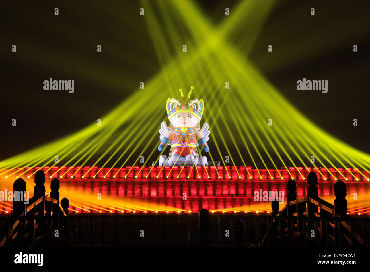 The Daming Palace National Heritage Park is illuminated by colorful ...