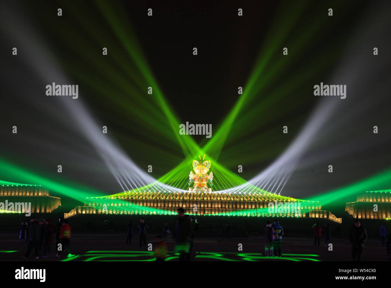 The Daming Palace National Heritage Park is illuminated by colorful ...