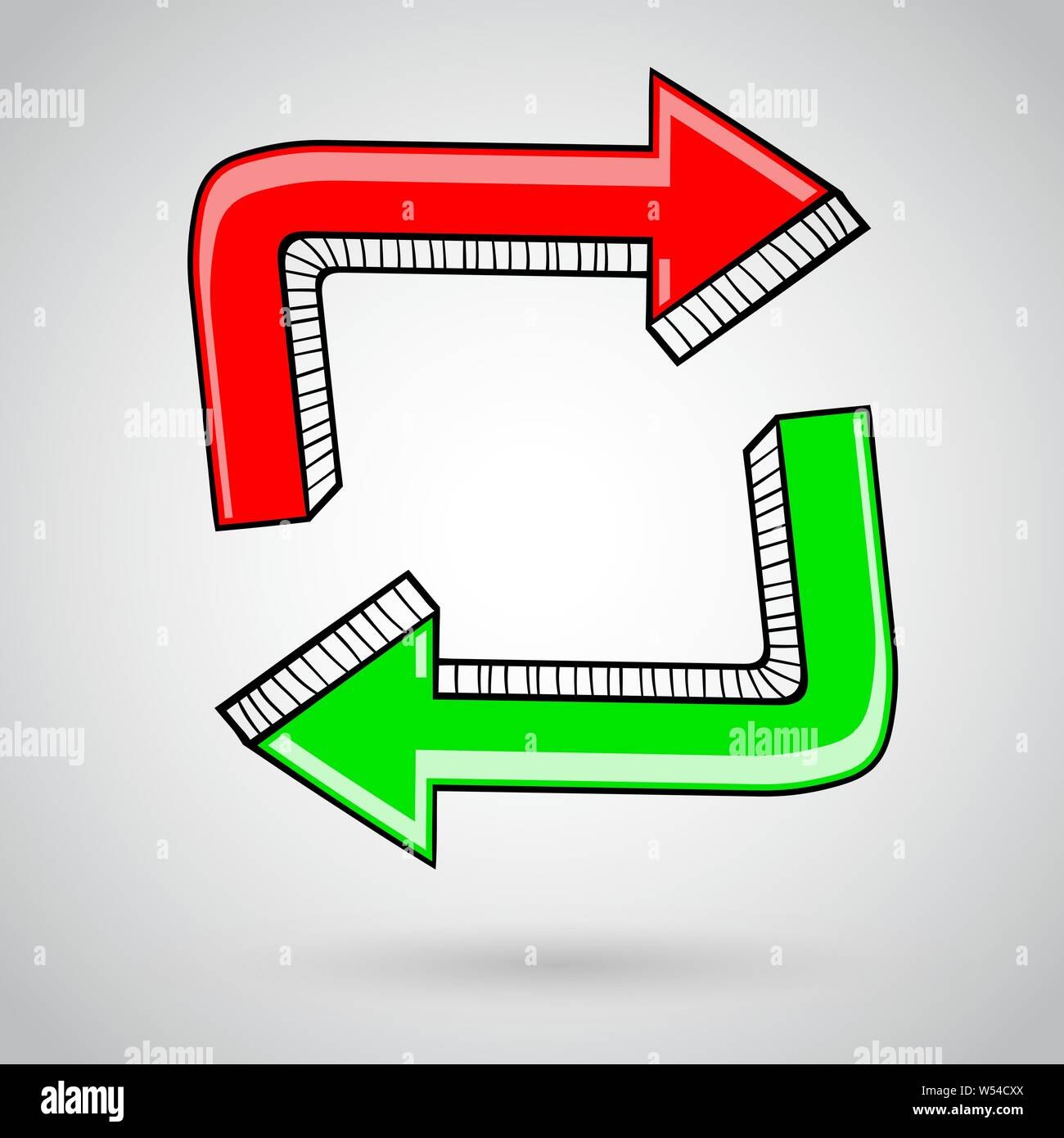 Red and green arrows in square shape. Doodle style Stock Vector Image ...