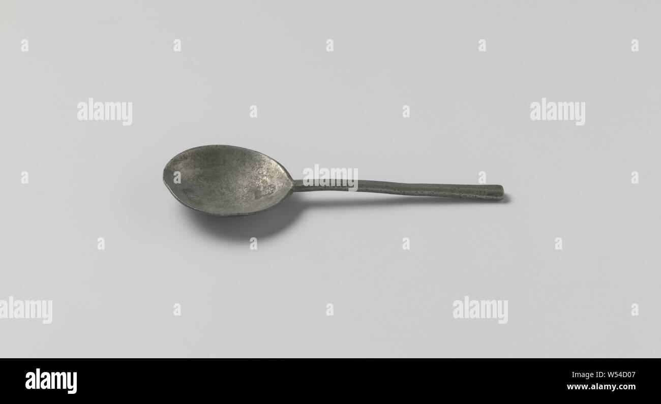 Spoon made of tin, Spoon made of tin. The stem is hexagonal. The ...
