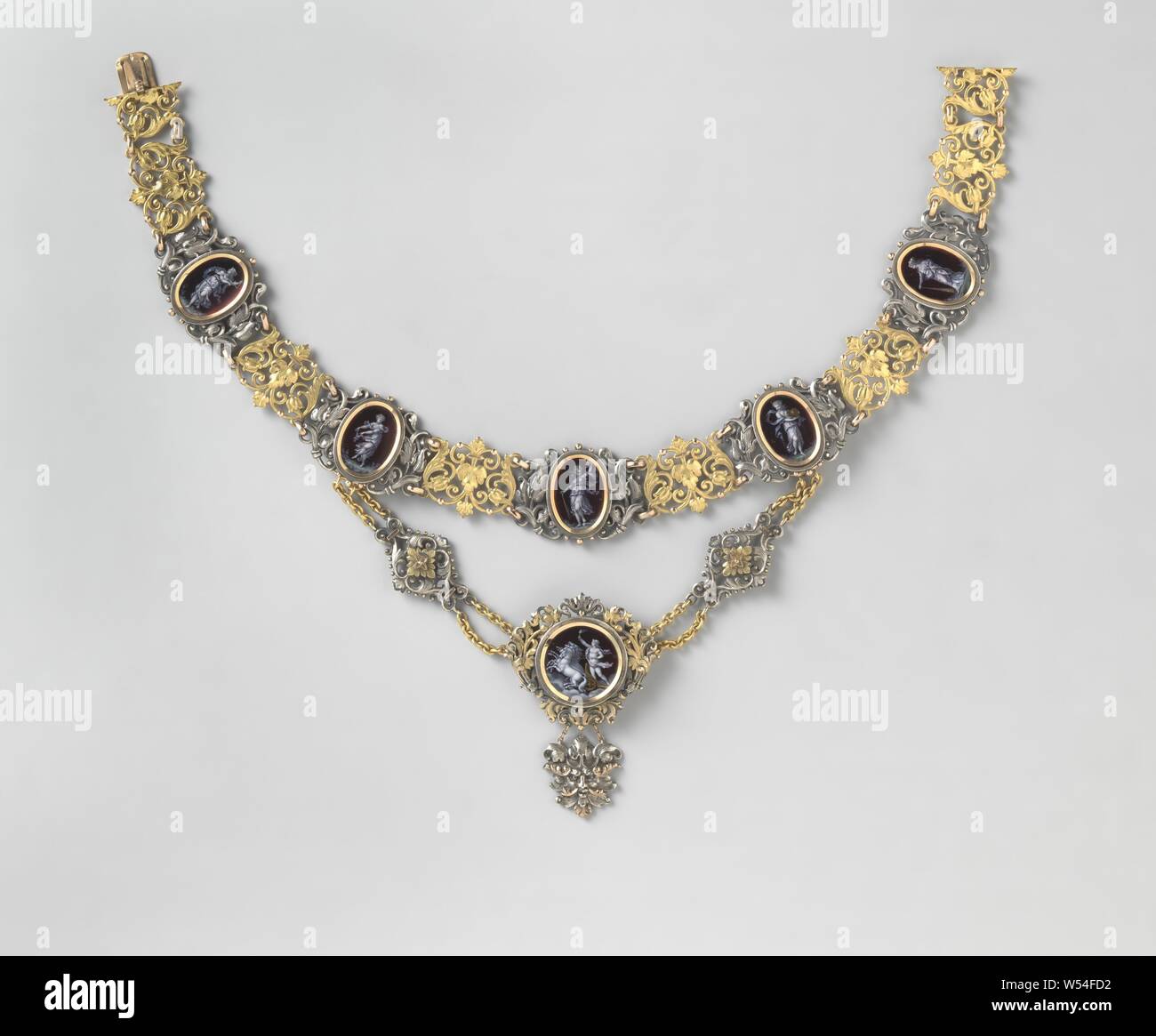 Necklace Necklace, Necklace of gold, silver and enamel in neo ...