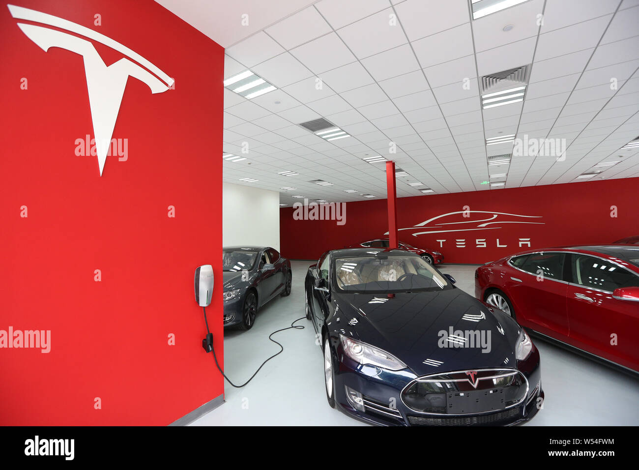 --FILE--Tesla Model S electric cars are on display at the sales center ...