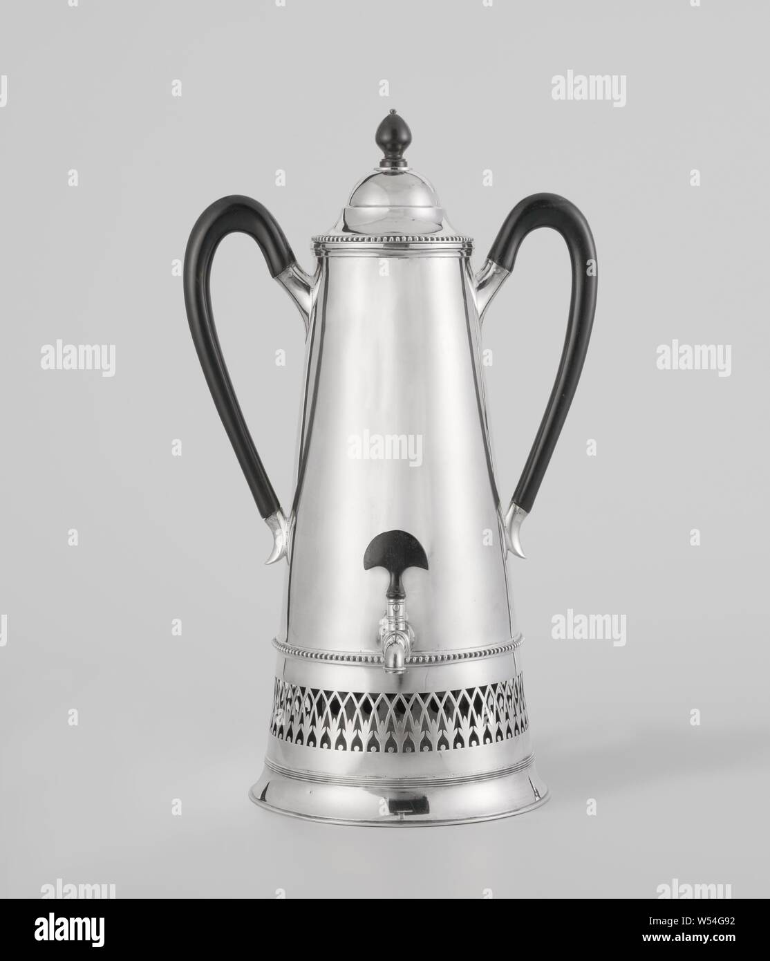 Coffee urn with stand and roaster Tap jug with brazier, round, conical ...