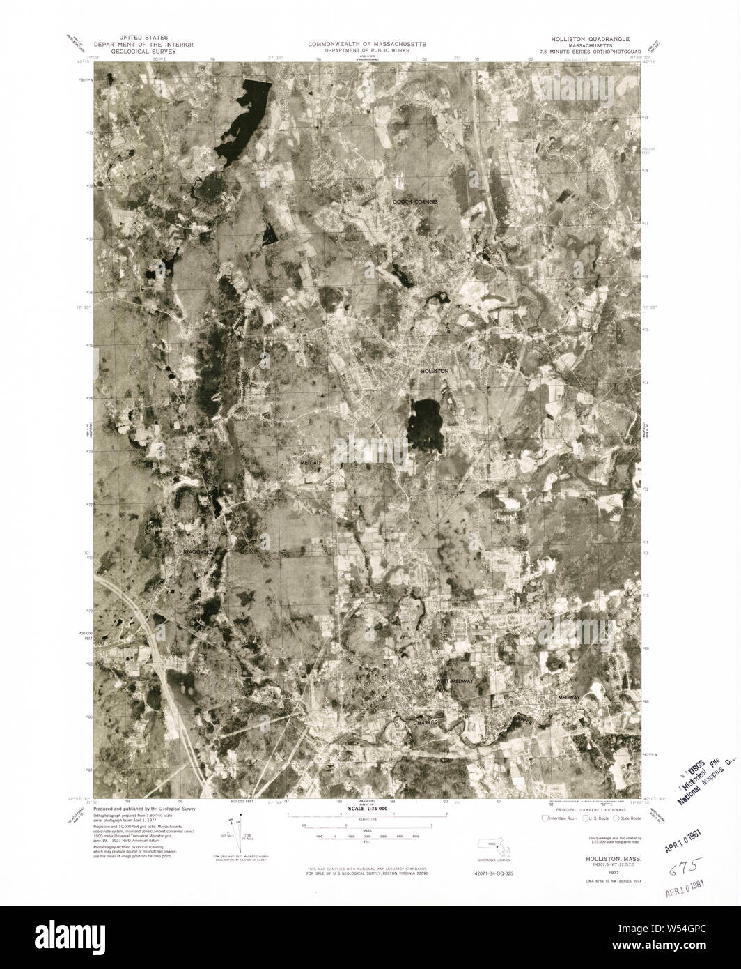 Massachusetts USGS Historical Topo Map MA Holliston 351020 1977 25000 ...