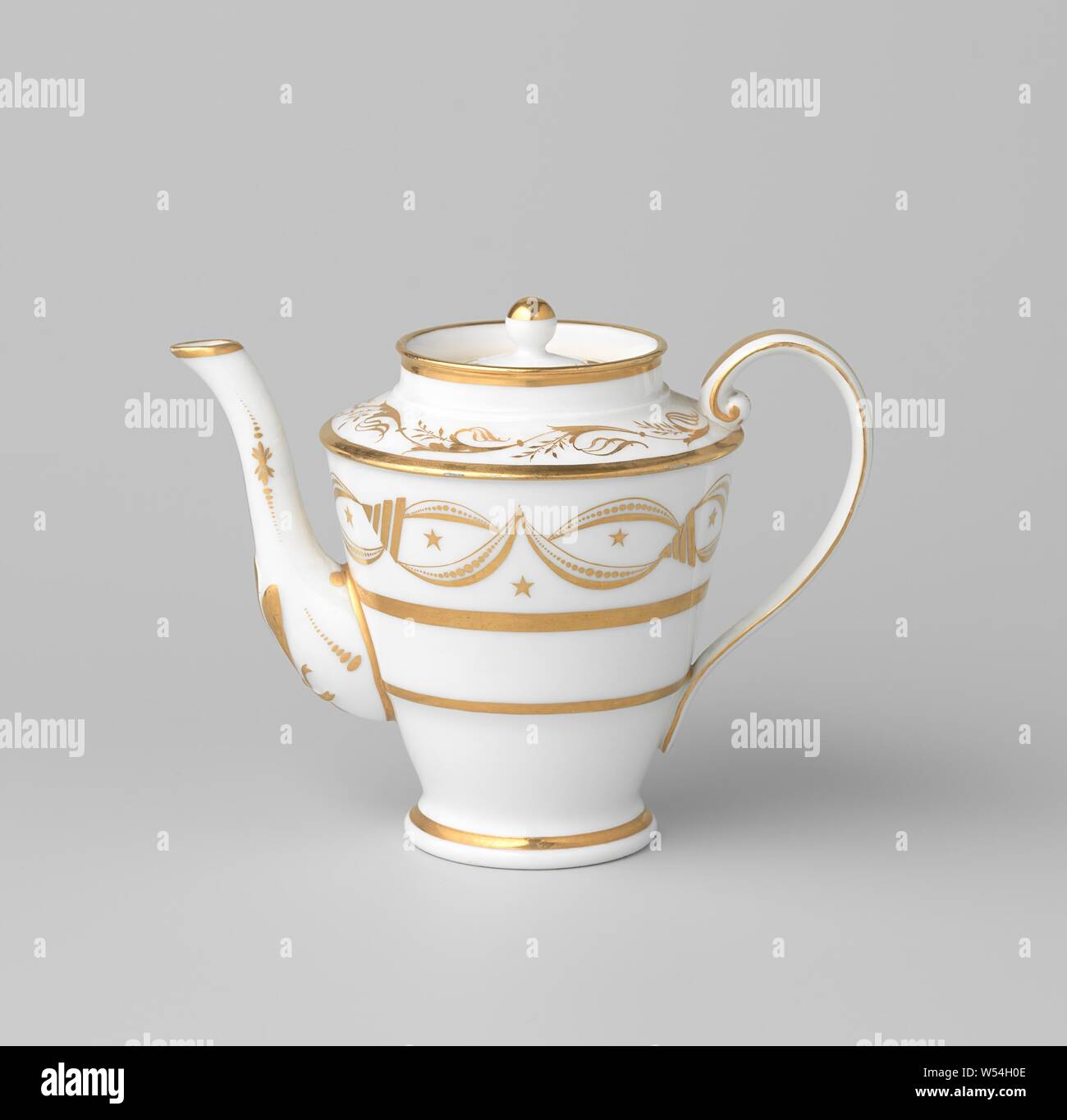 Teapot with stylized flower sprays and ornamental borders, Porcelain ...